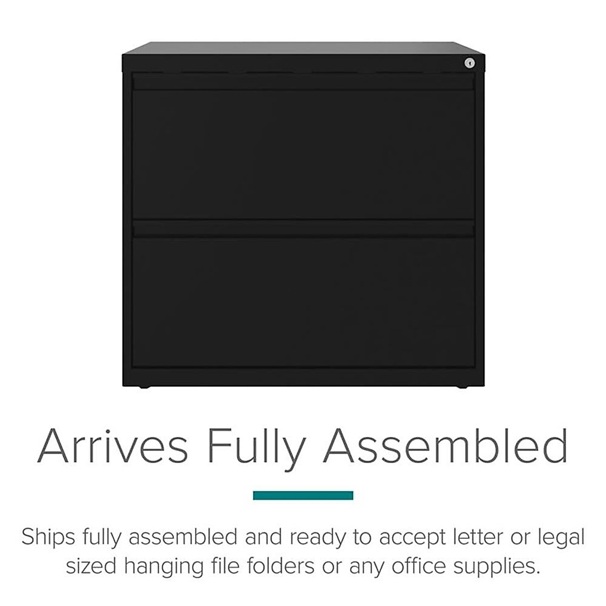 Hirsh 30 inch Wide 2 Drawer Lateral 101 File Cabinet in Black, Fully Assembled