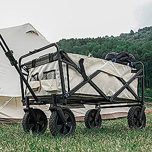 Garden Folding Trolley Portable Collapsible Outdoor Utility Wagon Picnic Camping Cart 80KG Max Load Push Wagon Sturdy Lightweight Beach Outdoor Garden Picnic Cart,White