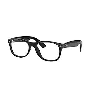 Ray-Ban RX5184 New Wayfarer Square Prescription Eyeglass Frames, Black/Demo Lens, 54 mm