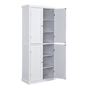 FRITHJILL 72.4 inches Tall Kitchen Pantry, Modern Freestanding Storage Cabinet Organizer with 4 Doors, Adjustable Shelves
