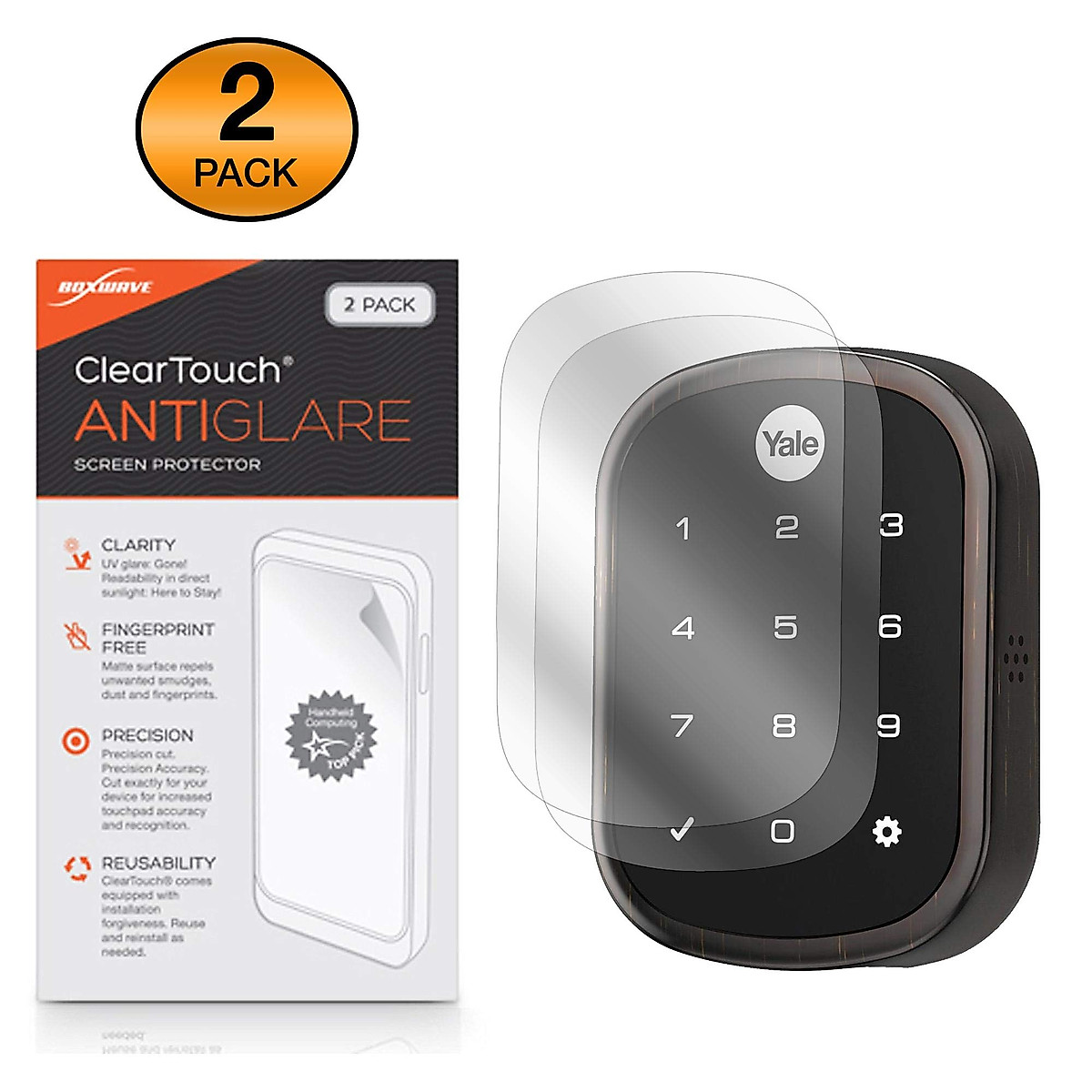 BoxWave Screen Protector Compatible with Yale Assure YRD256 SL - ClearTouch Anti-Glare (2-Pack), Anti-Fingerprint Matte Film Skin for Yale Assure YRD256 SL