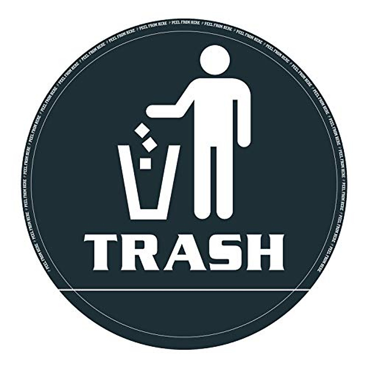 Trash Bin Can Sticker - (Pack of 12) 6" Large Round Laminated Vinyl Decals Recycle Can Bins Sign Labels