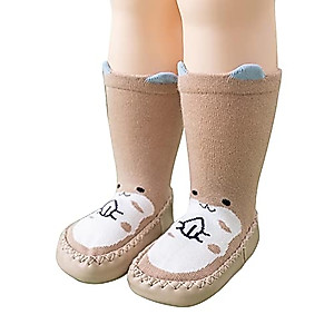 Lykmera Infant Toddler Shoes Sole Toddler Shoes Cartoon Print Breathable Non Slip Socks Socks Shoes Toddler Walking Shoes (Coffee, 0 Month)