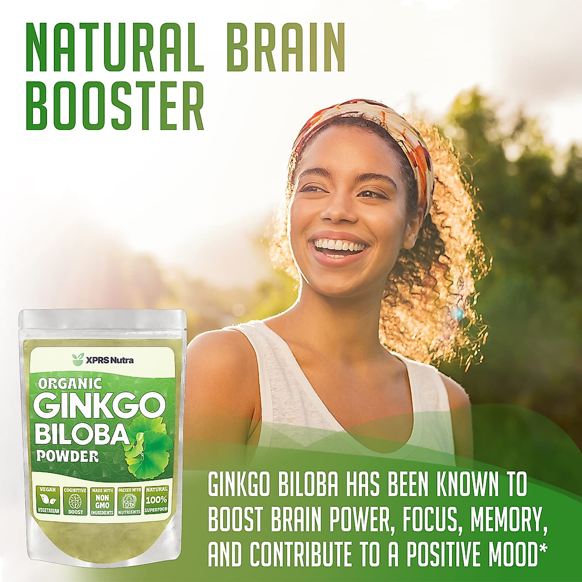 XPRS Nutra Organic Ginkgo Biloba Powder - Gingko Biloba Supplements for Cognition - Vegan Friendly Ginkoba Biloba Organic - Immunity Boosting Ginkgo Biloba Powder (8 oz)