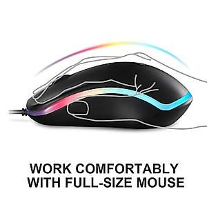 COOLERPLUS FC112 USB Optical Wired Computer Mouse with Easy Click for Office and Home, 1000DPI, Premium and Portable,Compatible with Windows PC, Laptop, Desktop, Notebook (Black)