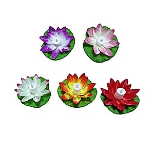 SEWACC 5pcs Artificiales para Floating Lily Light Pool Floating Flower LED Floating Candle Light Water Float Lantern Water Lily Floating Pool Decorations Lantern Lotus