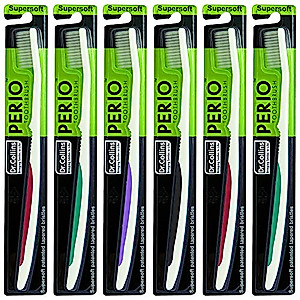 Dr. Collins Perio Toothbrush, (Colors Vary) (Pack of 6)