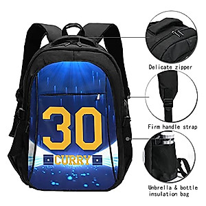 Basketball Curry 16IN Laptop Backpack Work Travel College Anti Theft Durable Travel Daypack With Usb Charging Port Gift For Men Women