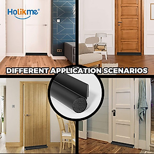 Holikme 2 Pack Door Draft Stopper Weather Stripping,Door Sweep,Adjustable Under Door Draft Blocker,Insulator, Suitable for Interior／Exterior Doors, 36” Length (Black)