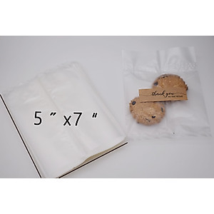 Cookie Bags 5"x7", 100Pcs Heat-sealable Frosted Semi Clear Cellophane Treat Bags Semi-Sealed