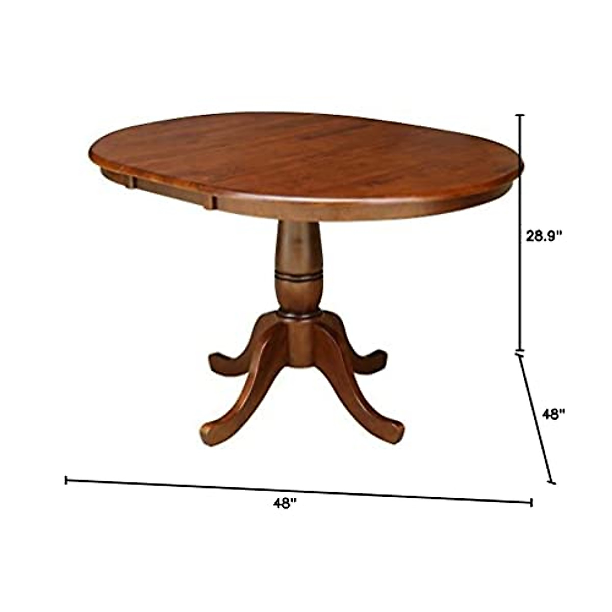 International Concepts Standard Height 36-Inch Round Extension Table with 12-Inch Leaf, Espresso