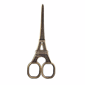 Stainless Steel Scissors DIY Fashionable Eiffel Tower Shape Sewing Shears Art Work Dresser Embroidery Tool Scissor(bronze)