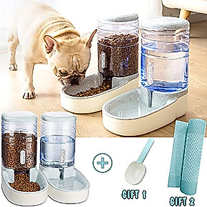 Pets Feeder Cats Dogs Automatic Feeder Set 3.8 L with 1 Water Dispenser and 1 Food Feeder for Small, Medium & Big Pets (Waterer)
