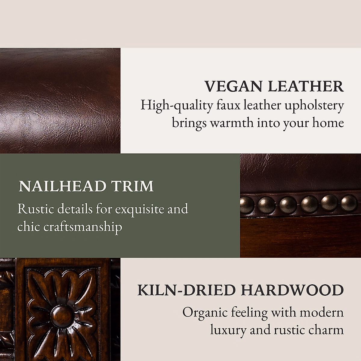 Maven Lane Pullman 26 Inch Tall Counter Height Upholstered Barstool with Back in Dark Walnut Finish with Vintage Brown Vegan Leather Cushion Seat