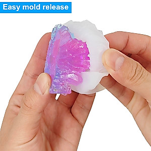 4 PCS Quartz Crystal Resin Molds, AFUNTA Crystal Cluster Silicone Molds Gravel Epoxy Casting Molds for Jewelry Making, Craft, Keychain