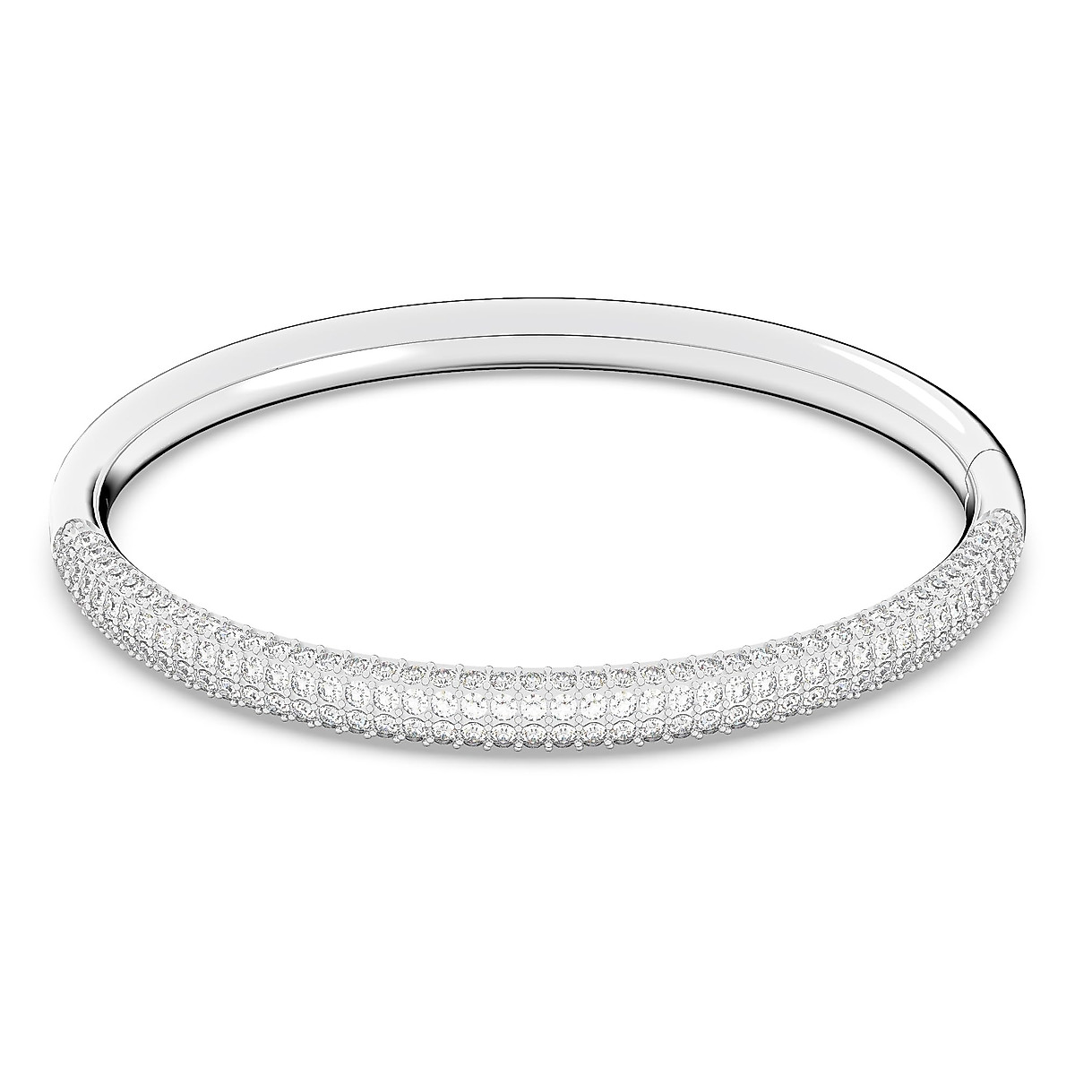 SWAROVSKI Dextera Women's Bangle Bracelet, Medium Bracelet with Clear Crystal Pavé on a Rhodium Finished Band with Hinge Closure