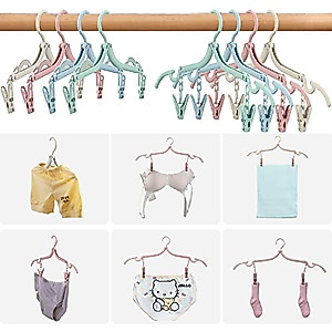 12 Pieces Folding Travel Hangers, Folding Travel Hangers, Folding Hangers Lightweight Travel Accessories Folding Drying Racks for Family Outdoor Travel (4 Colors) (Hanger + Clip)