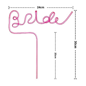 JRAINYE 8 Pcs Bride Straws for Bachelorette Party, Pink Plastic Drinking Straw Crazy Sipping Bridal Shower Decorations to Be Gift Party Supplies Wedding Girls Night Out, White