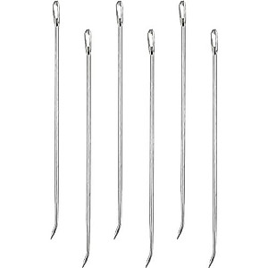 Roasting Trussing Needles Butchers Meat Trussing Needle Stainless Steel Cooking Needles Poultry Trussing Needle for Securing Stuffed Turkey, Chicken, Roasts and Rolled Meats Supplies (6 Pieces)
