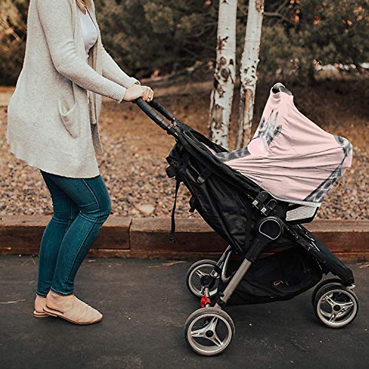 Giraffe Baby Car Seat Cover, Multi-Use Nursing Cover for Boys, Girls, Infants, Snug Warm Stroller Covers for Babies, Funny Animal Giraffe Blowing Bubble Pink