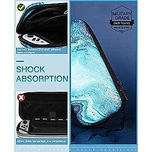 TiMOVO Carrying Case Compatible with Nintendo Switch OLED Model 2021 & Switch, Durable Hard Shell Game Storage Handbag Portable Travel Bag PU Pouch with Pocket for 10 Game Cards & Accessories, Gilding