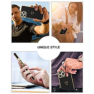 BENTOBEN iPhone 13 Pro Case, Cute Heart Pattern Slim Fit Soft Flexible Shockproof TPU Bumper Protective Women Girls Boys Men Non-Slip Lightweight Cover for iPhone 13 Pro 6.1 Inch, Black