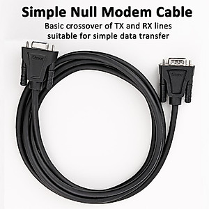 DTech 5ft DB9 RS232 Serial Cable Male to Female Extension Simple Null Modem Cord Cross TX RX Line 2 Pin Crossed for Computer Switch Router Data Communication (5 Feet, Black)
