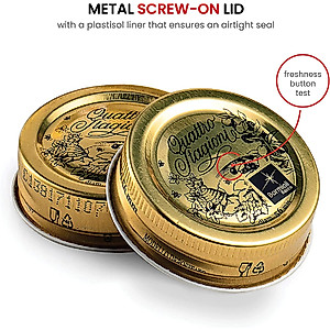 Bormioli Rocco naaa Rocco 2-1/4", 56mm Quattro Stagioni, 3 Pack of 56 mm Lids, Gold