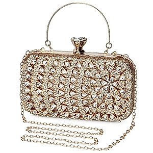 UBORSE Peacock Crystal Clutch Purse for Women Evening Bags Formal Rhinestones Glitter Wedding Bridal Handbag Ladies Prom Cocktail Party Purse Gold