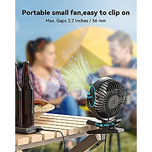 GEHEN 3-Speed Clip-On Fan with Sturdy Clamp & Strong Airflow, USB-Powered for Easy Cooling, Ultra-Quiet Operation Ideal for Bedroom, Office, & Stroller Use