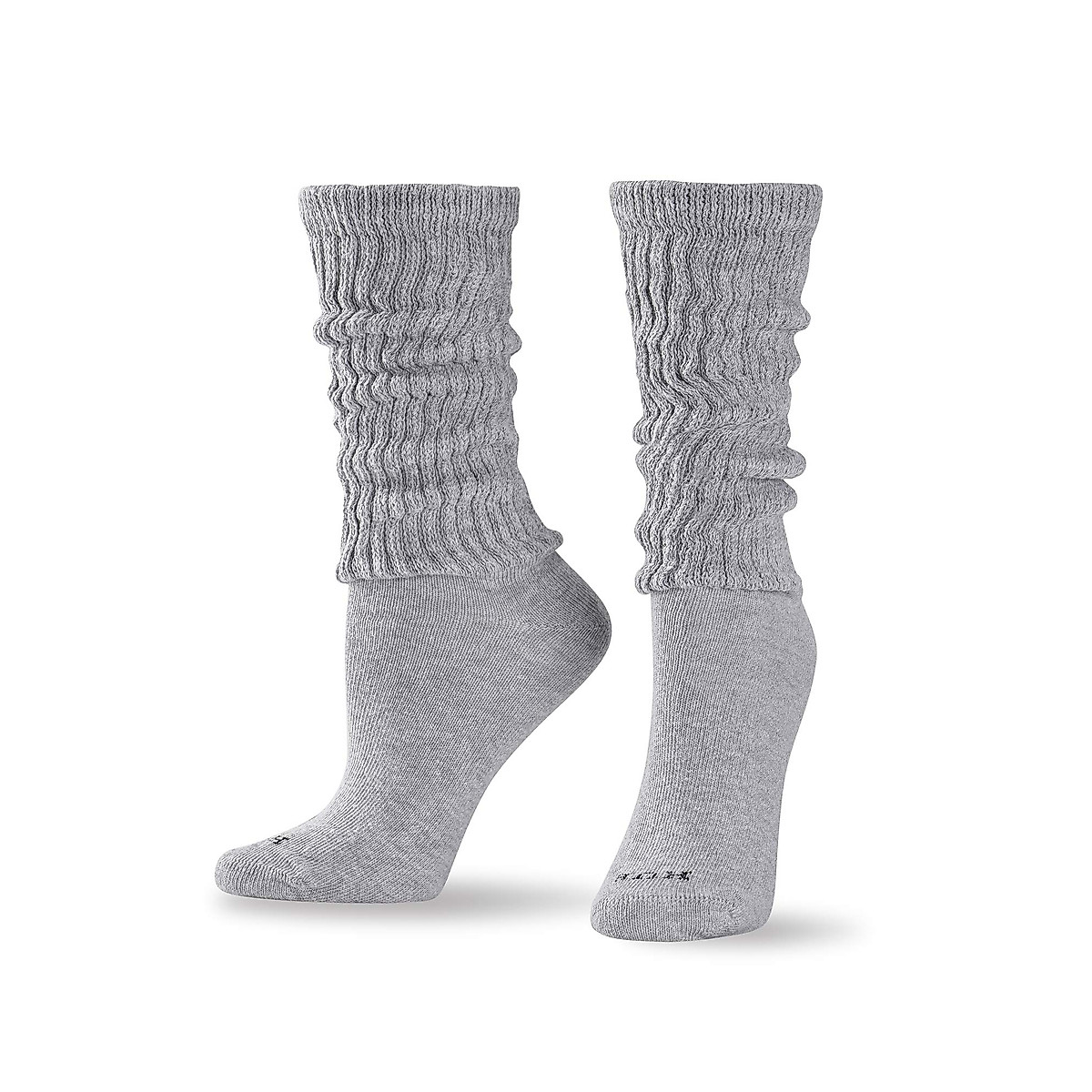 HUE Women's Slouch Socks 3 Pair Pack, White/Light Charcoal Heather/Black, One Size