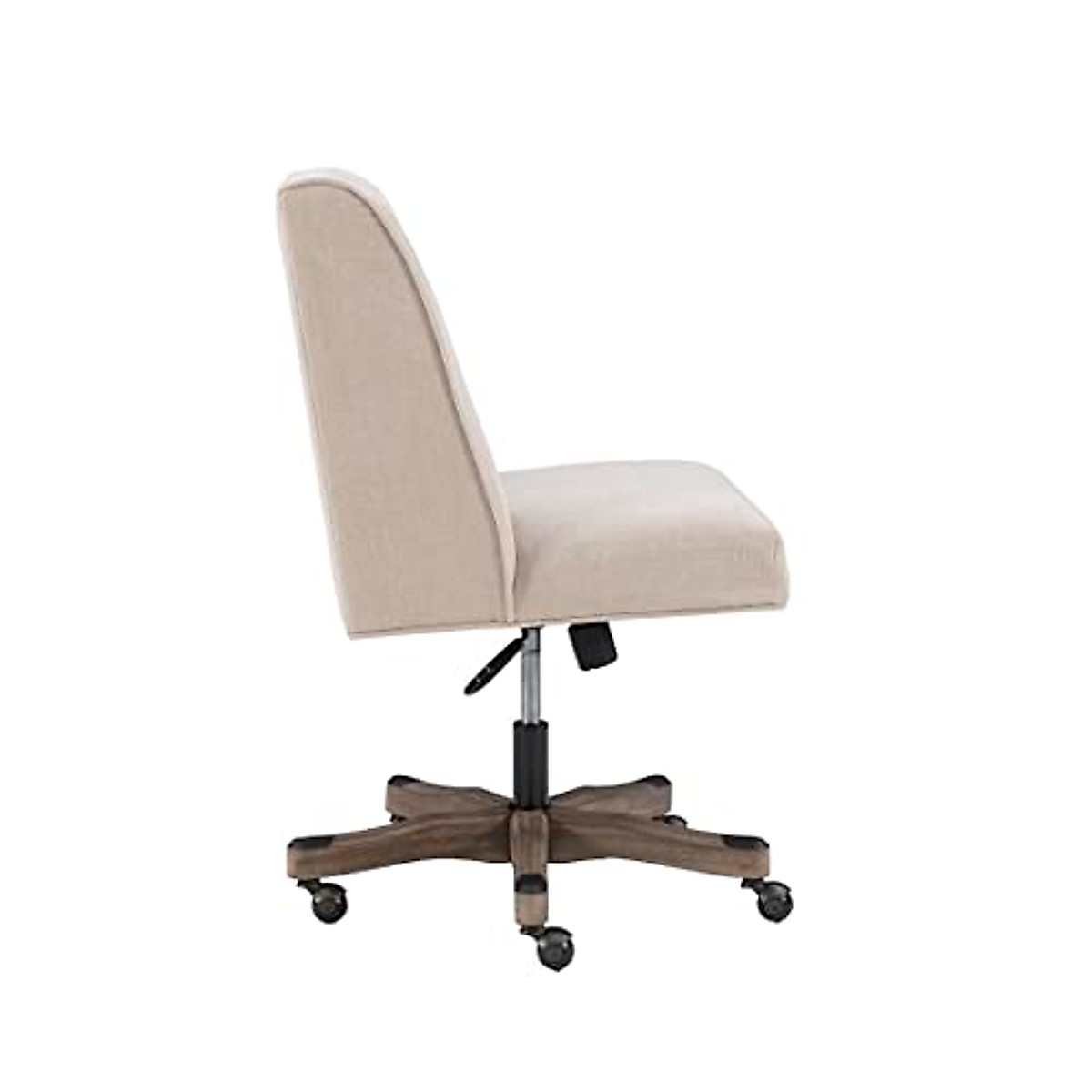 Linon Natural Linen Upholstered Swivel Wooden Base Clayton Office Chair