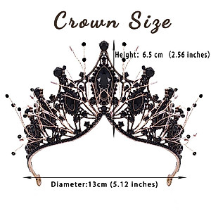 Kilshye Baroque Black Crown Rhinestone Queen Crowns Crystal Vintage Tiara Wedding Bridal Adult Tiaras Prom Costume Hair Accessories for Women and Girls (A- Black)