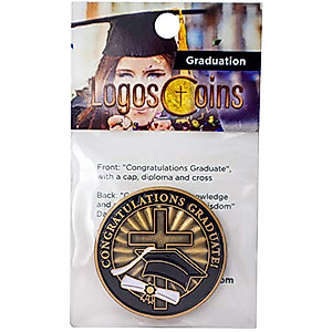 Congratulations Graduate Christian Coin, Religious Graduation Pass Along Token of Rejoicing, for High School, College, and Graduate School, Antique Gold-Color Plated Daniel 1:17 Gift