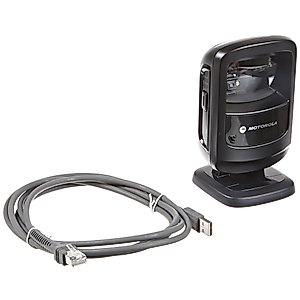 Symbol DS9208 Corded Omnidirectional LED Desktop Barcode Reader with USB Host Interface and 7' Cable, 5V DC, Black