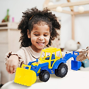 CO-T Excavator Toy for Boys - Backhoe Toy for Toddlers - Toy Bulldozer for Toddler - Toy Backhoe Sand Truck - Sandbox Toys by Polesie - Blue/Yellow Excavator Beach Toy