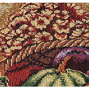 Violet Linen Fall Harvest Thanksgiving Autumn Leaves Sunflowers Fruits Pumpkins Tapestry Pattern, Polyester Cotton Woven Tapestry, Cornucopia, 13 X 19, Rectangler Set of 4, Decorative Place Mats