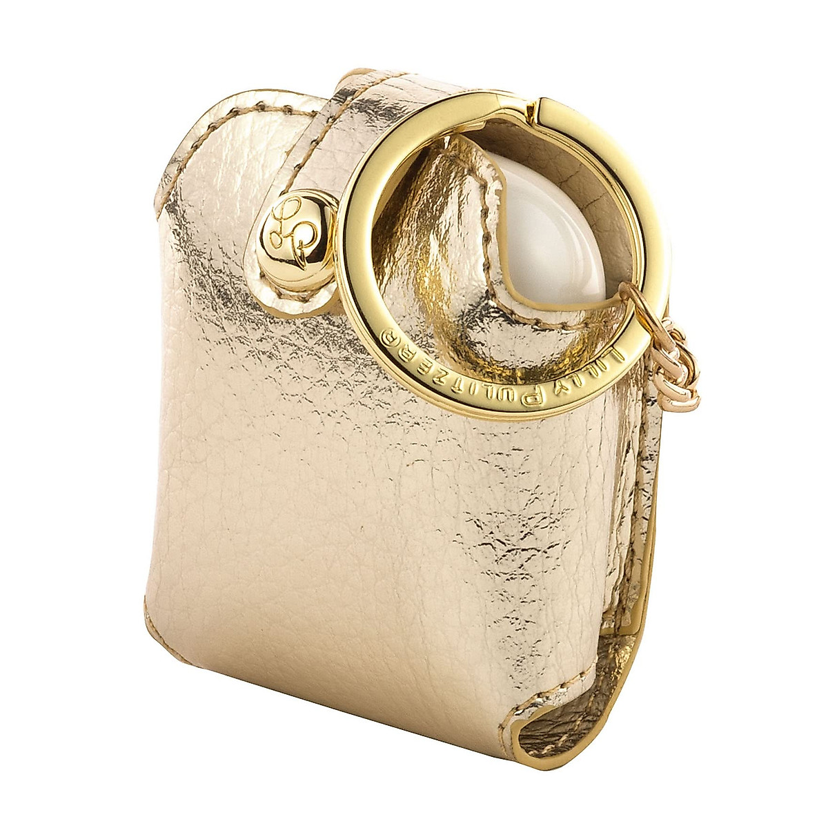 Lilly Pulitzer Leatherette AirPods Holder, Cute Keychain Case with Access to Charging Port (Gold)