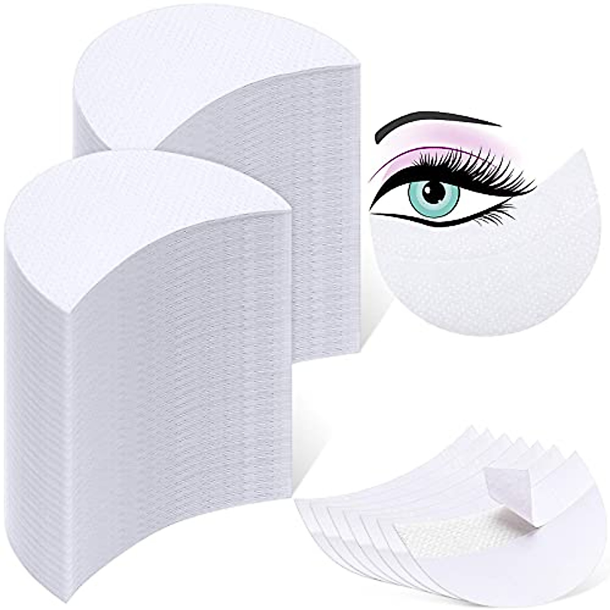 600 Pieces Eyeshadow Pad Shield Eyeshadow Patches White Eyeshadow Stencils Under Eye Pads Prevent Makeup Residue for Eyelash Extensions Lip Makeup, Half-Moon Shape