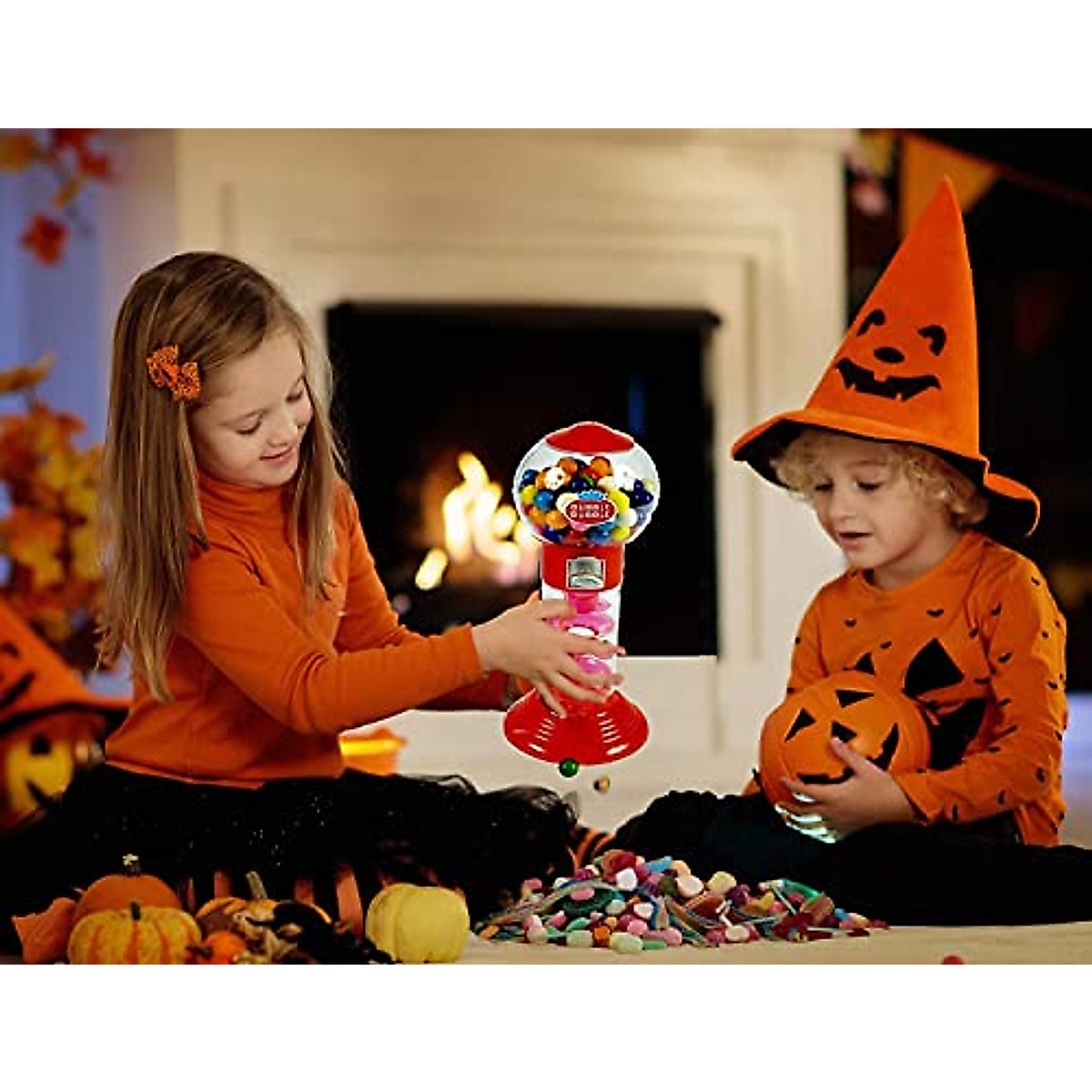 PlayO 10.5" Gumball Machine for Kids, Spiral Style Candy Dispenser for Gifts, Parties or Events - Bubblegum Machine w/Gumb Balls Included