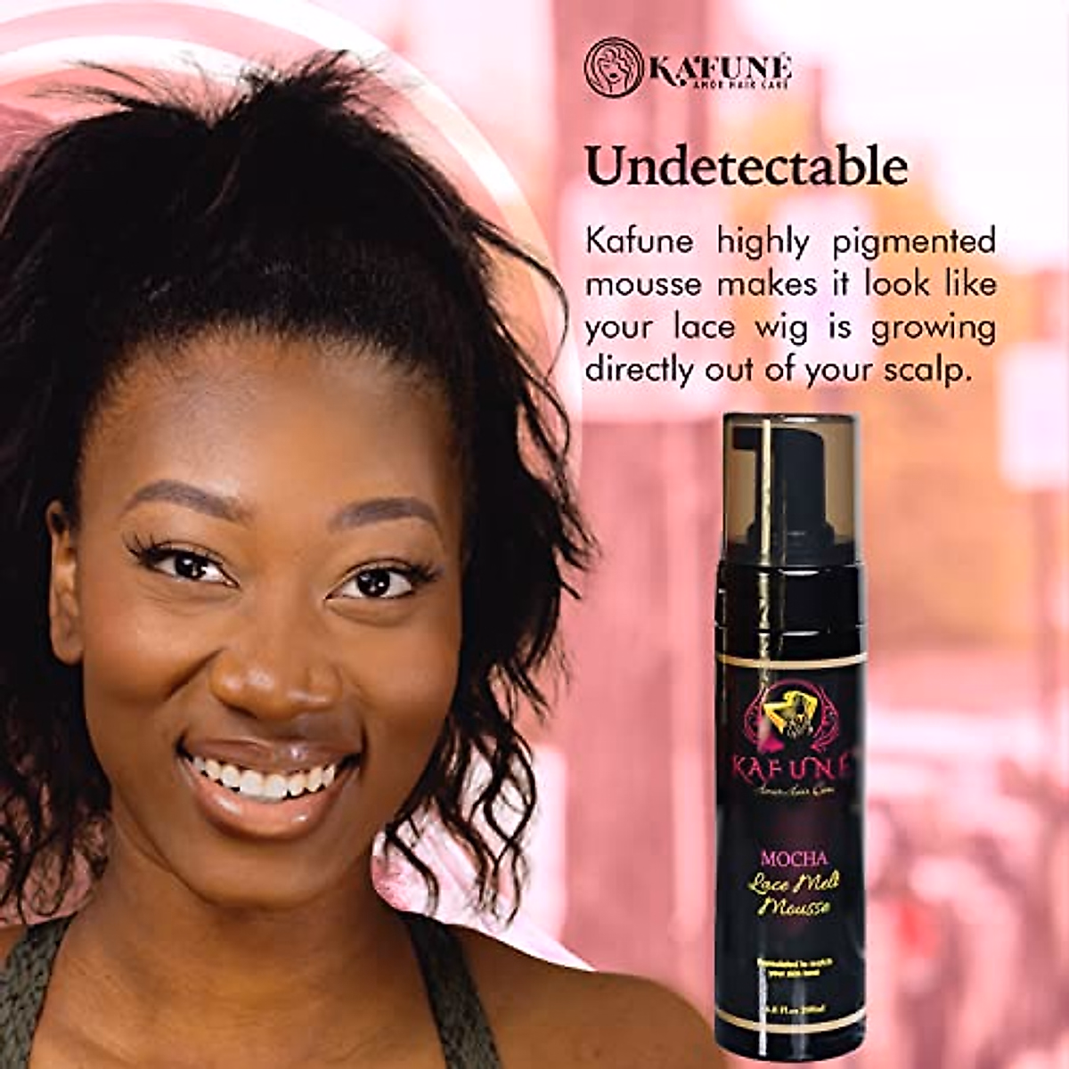 Kafune Tint Melting Mousse – Concealer for Lace Wigs, Hair Wigs, Toupees and Hair Pieces – Natural Finishing Edge Control – Melt and Form Hair – Quick Drying – 6.8 Fl oz – Mocha Medium Brown