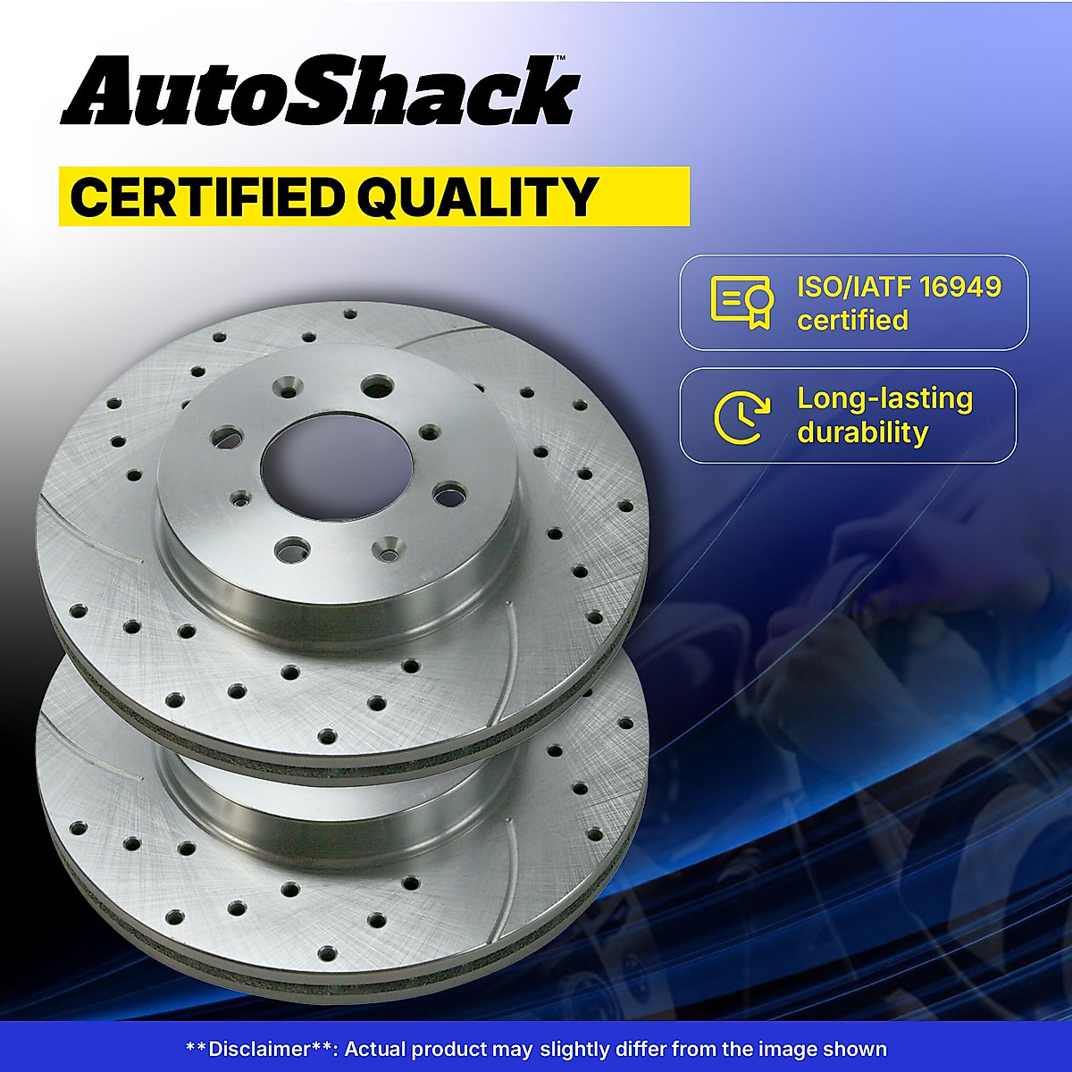 AutoShack Front Drilled Slotted Brake Rotors Silver Pair of 2 Driver and Passenger Side Replacement for 2007-2012 Nissan Sentra Versa 2009-2014 Cube 1.8L 2.0L FWD PR41465DSZPR
