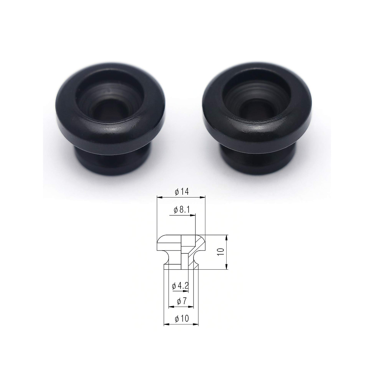 Metallor Guitar Strap Buttons Mushrooms Head Guitar End Pins Strap Locks with Mounting Screws for Acoustic Electric Guitar or Bass Ukulele Set of 2Pcs Black.