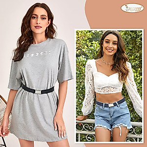 JASGOOD 4 Pack Women Stretch Belt Invisible Elastic Web Strap Belt for Pants Jeans Dresses