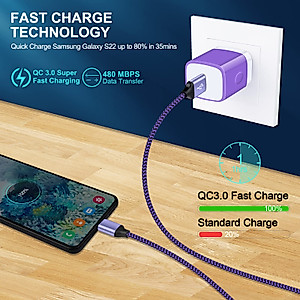 Android Charger, Fast Charger for Samsung Galaxy S22 A13 A23 5G A53 A04s A03s S21 S20,LG G8 G8X G7 G6 G5 V20 V30 V30S V40 V50 V60 ThinQ,LG K51 K92, Type C Charger Block C Charger Cable Fast Charging