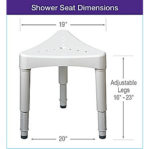 SP Ableware Corner Shower Seat with Adjustable Legs - White (727160000)