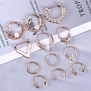 Anicina Pretty Nose Rings 16G Stainless Steel Nose Hoops Cubic Zirconia Septum Clicker Ear Tragus Helix Conch Earring Body Piercing Jewelry