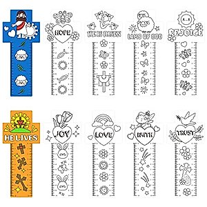 X1zuue 70Pcs Christian Religious Color Your Own Bookmarks DIY Coloring Blank Bookmark Ruler Jesus Cross Measuring Ruler for Party Sunday School Favors Classroom Student Rewards Goodie Basket Fillers