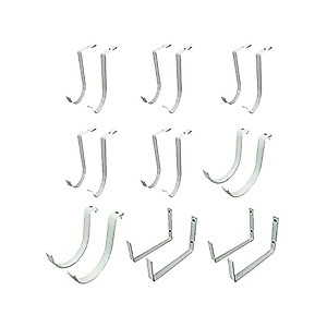 SafeRacks Deluxe Accessory Hook Package for Garage Storage - Heavy Duty Steel Utility Hangers for Wall Mount - Organize Tools, Ladders, Bikes - Hook Accessory for Ceiling and Wall Shelving - White