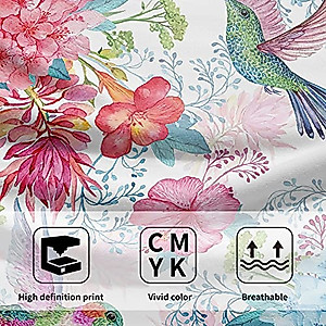 Pink Blue Floral Hand Towels Hummingbird Wild Floral Kitchen Dish Towel Set of 2 Spring Summer Decor Towel Set for Bathroom, Hotel, Gym and Spa